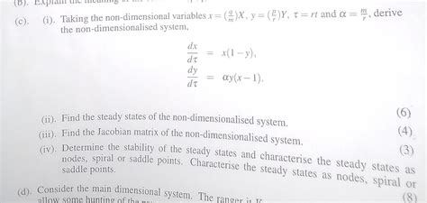 Solved I Taking The Non Dimensional Variables