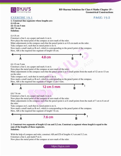 RD Sharma Solutions For Class 6 Chapter 19 Geometrical Constructions