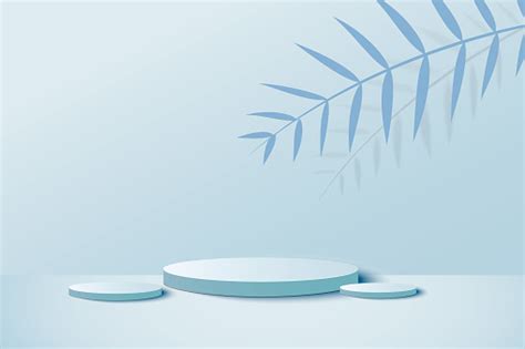 포디움과 최소한의 파란색 벽 장면 연단 추상 적 배경 3d 렌더링 플랫폼 기하학적 파란색 파스텔배경 벡터 3d 블루 파스텔