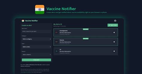 Vaccine Notifier Get Notifications When A Vaccine Slot Is Available For Your Age Group In