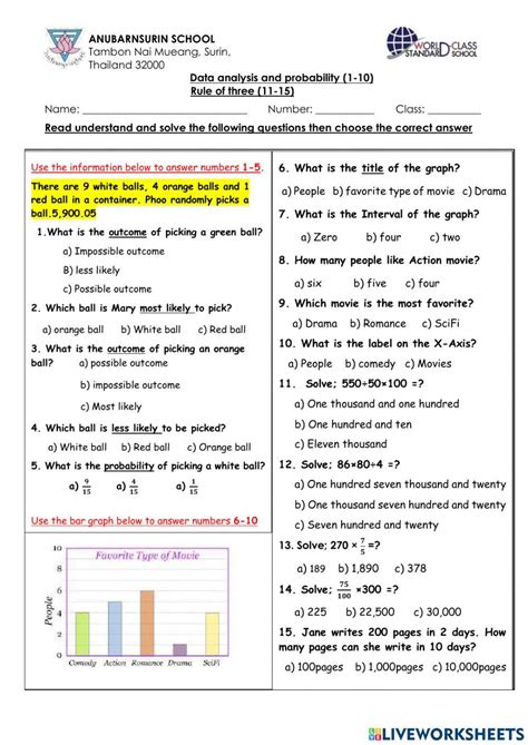 Data Analysis And Rule Of Three Worksheet Live Worksheets Worksheets Library
