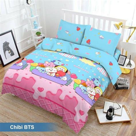 Cute Bt21 Bts Army Motif Bed Sheets Free Sarban And Sargul Shopee
