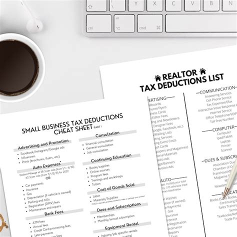 Small Business Tax Deductions Cheat Sheet Etsy