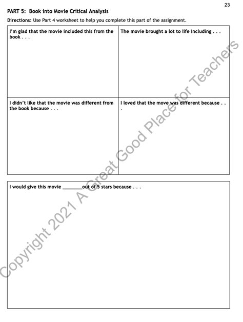 Book Into Movie Project Comparing And Contrasting Made By Teachers