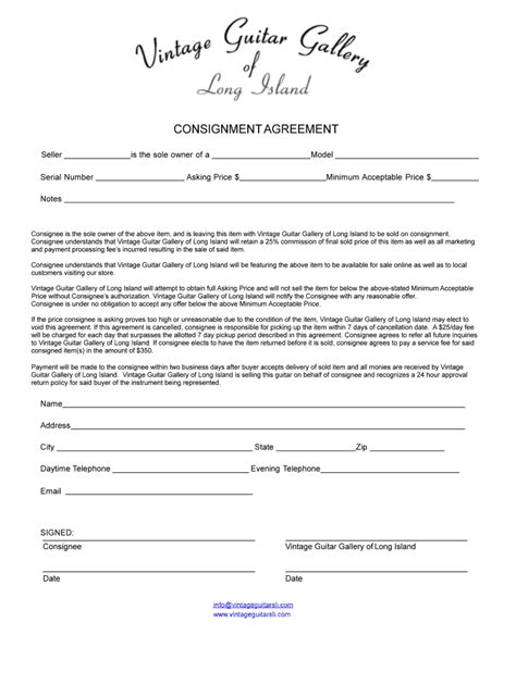 Consignment Inventory Agreement Template