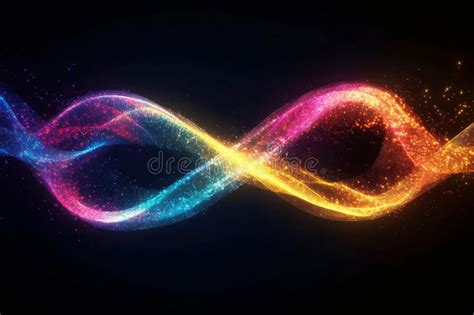 Colorful Wave Patterns In Vibrant Hues Flowing Smoothly Against A Dark Background Stock Image