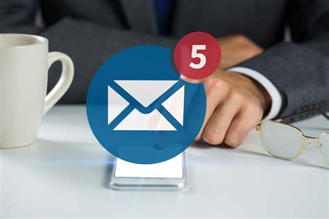 Premium Photo Businessman Using Smartphone Against Five Text Messages