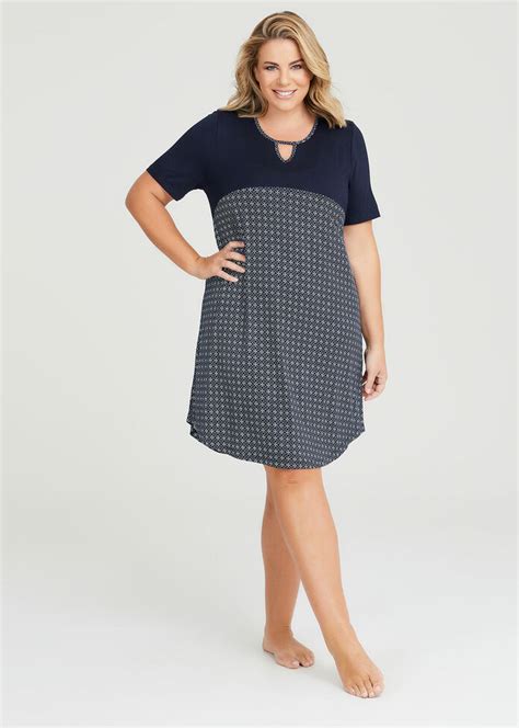 Shop Plus Size Bamboo Midnight Spot Nightie In Multi Taking Shape Au