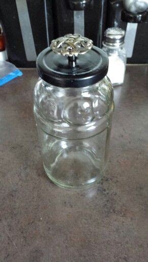 Upcycled Glass Jar With Cabinet Hardware For Q Tip Storage Glass Jar