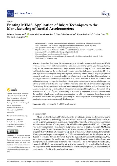 Pdf Printing Mems Application Of Inkjet Techniques To The