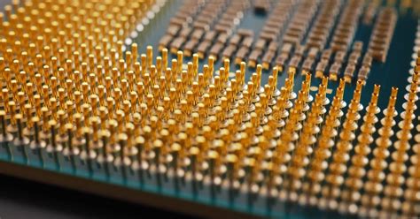 Processor Microprocessor Of A Computer Or Laptop Close Up Cpu Semiconductor Pins And