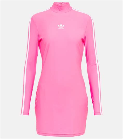 X Adidas Logo Mockneck Minidress In Pink Balenciaga Mytheresa