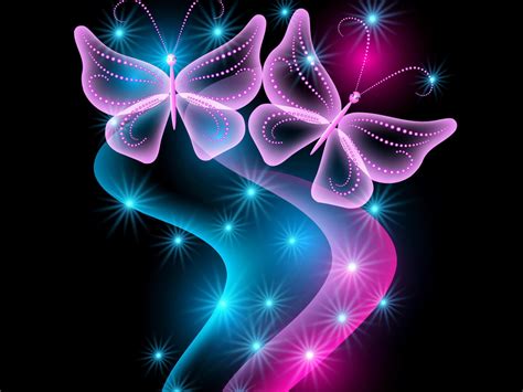 Wallpaper Butterflies Neon Light Hd Widescreen High Definition