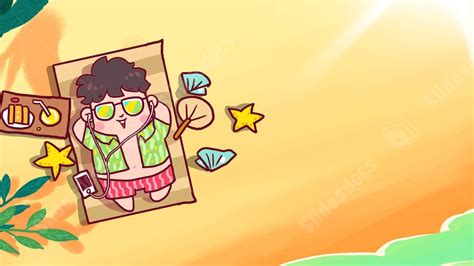 Fondo Cartel Vacaciones Playa Campamento De Verano Dibujos Animados