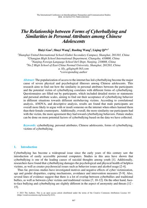 Pdf The Relationship Between Forms Of Cyberbullying And Similarities