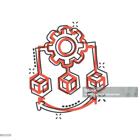 Ikon Teknologi Api Dalam Gaya Komik Algoritma Ilustrasi Vektor Kartun
