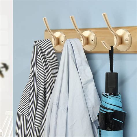 Buy TOFIIGREM Gold Wall Hooks Pack Heavy Duty Coat Towel Hook Metal Double Backpack Hook Wall