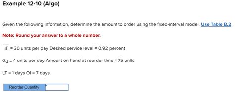 Solved Example 12 10 Algo Given The Following Information Chegg Com