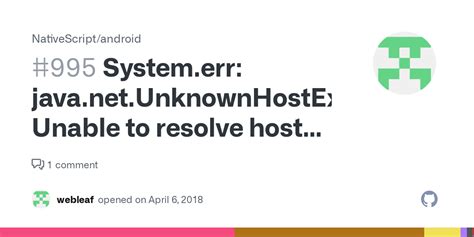 System Err Java Net UnknownHostException Unable To Resolve Host