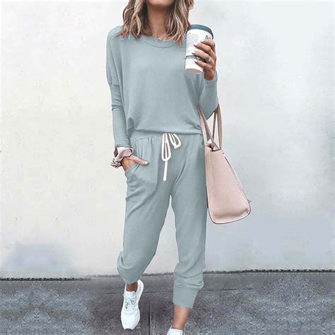 Lcziwo Sets For Women 2 Piece 2025 Fall Lounge Set Fall Solid Color