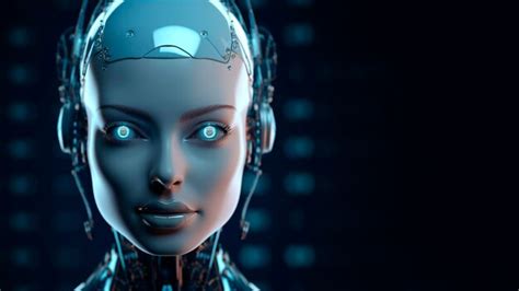Premium Ai Image Female Robot Front View With Copy Space On The Right