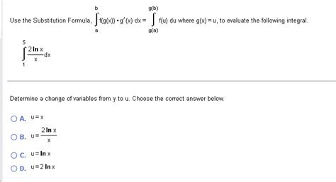 Solved Use The Substitution Formula