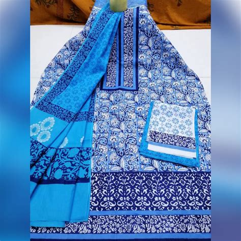 Block Print Cotton Three Piece 3 Piece For Women 3 Pice Dress