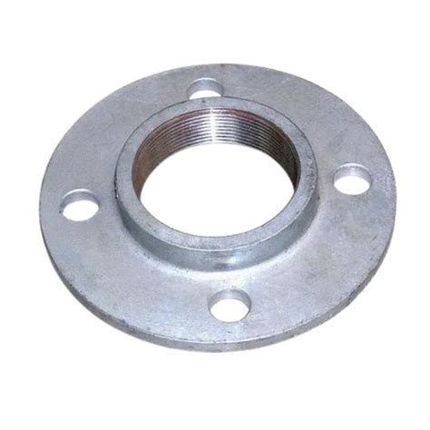 6 Inches Round Threaded Cast Iron Flange Silver Plated Finish