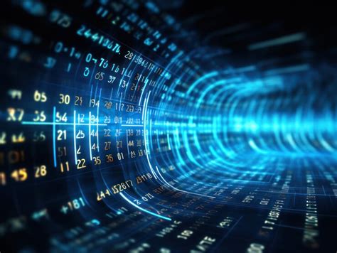 Cyan Abstract Binary Code Background With Glowing Light Rays And