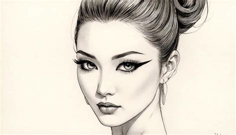 Premium Photo Womans Face Drawing With Long Hair