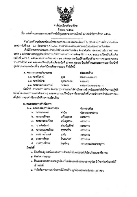 คำสั่งโรงเรียนพัฒนานิคม ที่ 236 2566 เรื่อง แต่งตั้งคณะกรรมการและ