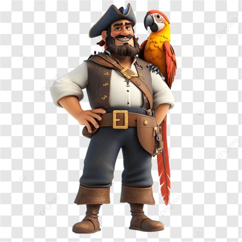 Confident Cartoon Pirate With Parrot Companion Cartoon Pirate Pirate