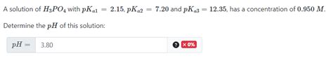 Solved A solution of H3PO4 with pKa1=2.15,pKa2=7.20 and | Chegg.com