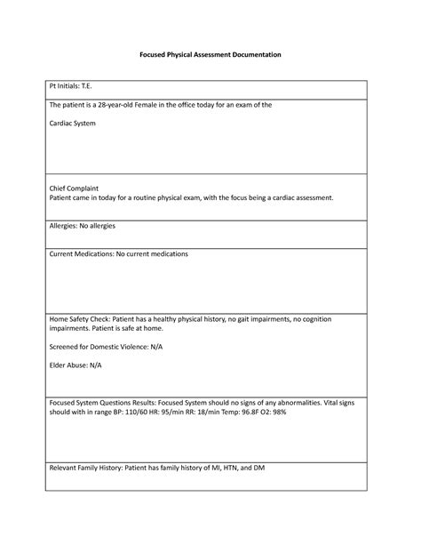 Focused Physical Assessment Documentation The Patient Is A 28 Year