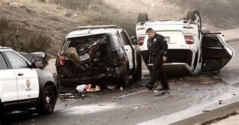 Four Lapd Officers Hospitalized After Pursuit Of Carjackers Ends In