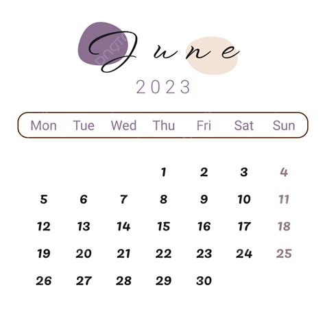 A Calendar With The Word June On It And An Image Of A Purple Flower