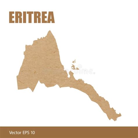 detailed map of eritrea cut out of craft paper stock vector