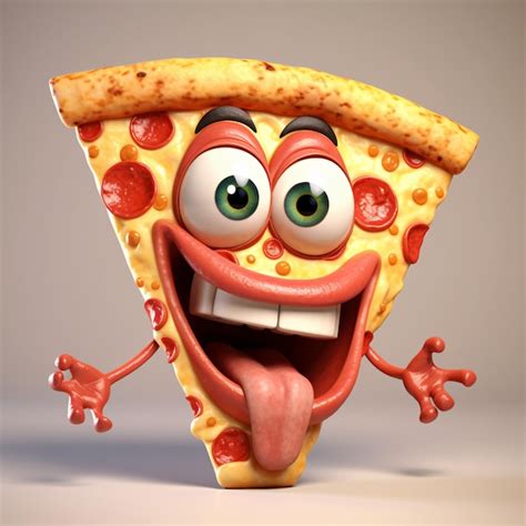 Uma Pizza Cara De Desenho Animado E Uma Boca Grande Um Grande