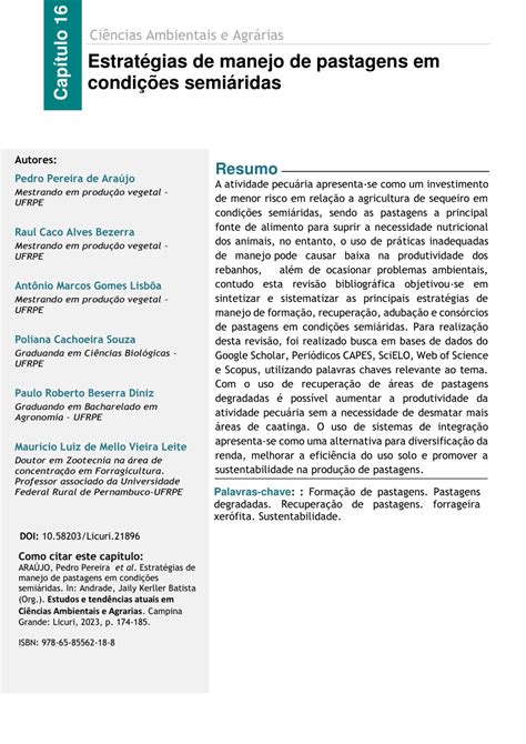 PDF Estratégias de manejo de pastagens em condições semiáridas