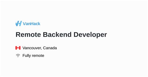 Remote Backend Developer Vanhack
