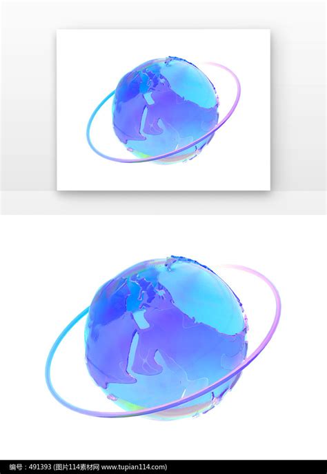 3D立体蓝色酸性玻璃地球元素 图片114