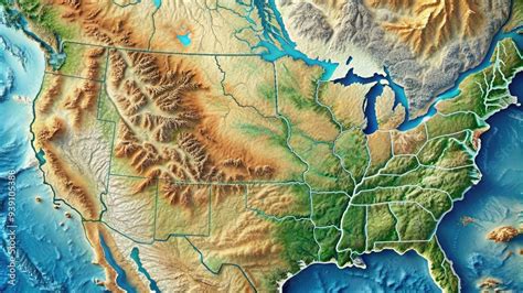 Detailed Topographical Map Of The Western United States Showcasing
