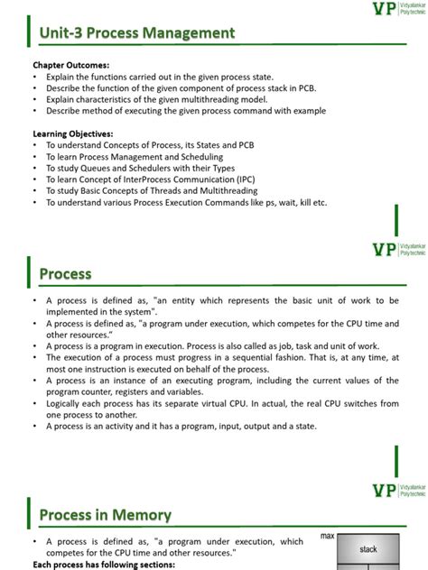 Ppt Unit 3 Process Management Pdf Thread Computing Process