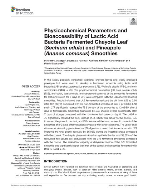 Fnut 08 649189 Physicochemical Parameters And Bioaccessibility Of