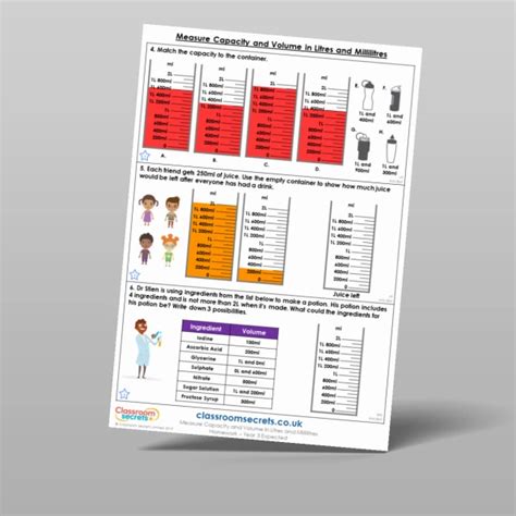 Year 2 Measure In Litres Homework Resource Classroom Secrets