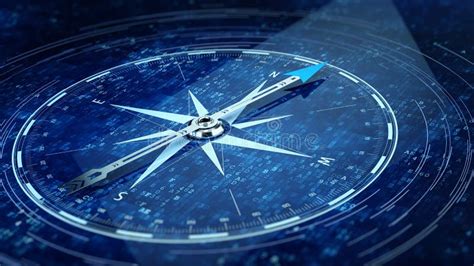 Compass Direction On Digital Code Blue Background Stock Illustration Illustration Of