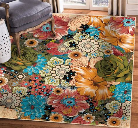 Amazon Keensoft Colorful Flower Area Rug 3x5 Ft Boho Floral Retro