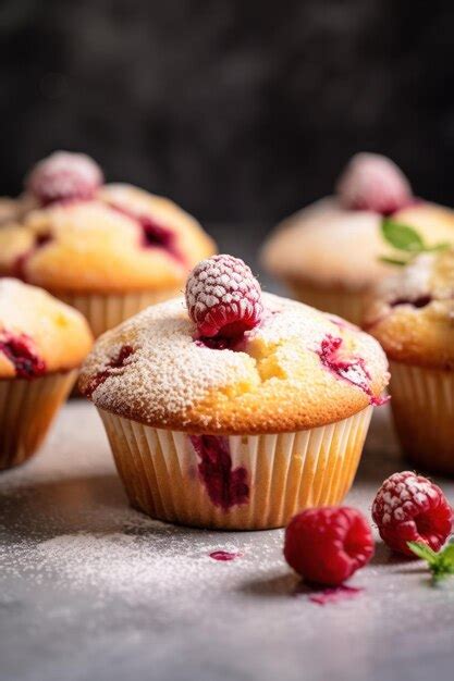 Premium Ai Image A Group Of Raspberry Muffins