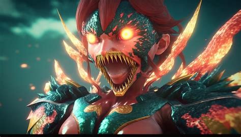 Premium Ai Image A Close Up Of A Person With A Demonic Face And A