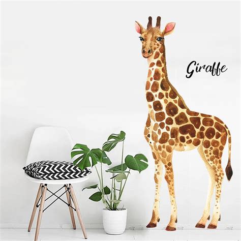 Modern Home Wall Decor Giraffe Wall Stickers Watercolor Wall Art Poster